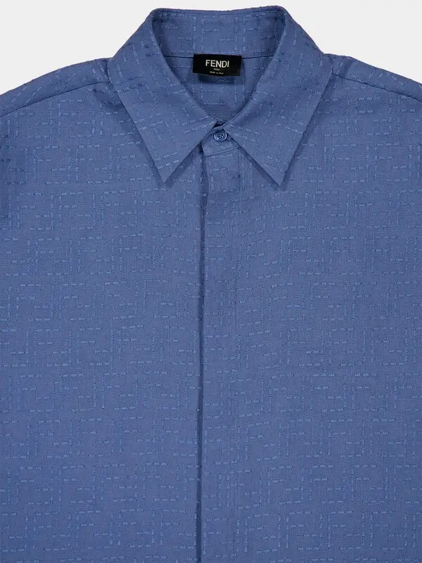 Fendi Light Ff Jacquard Linen Shirt - Blue