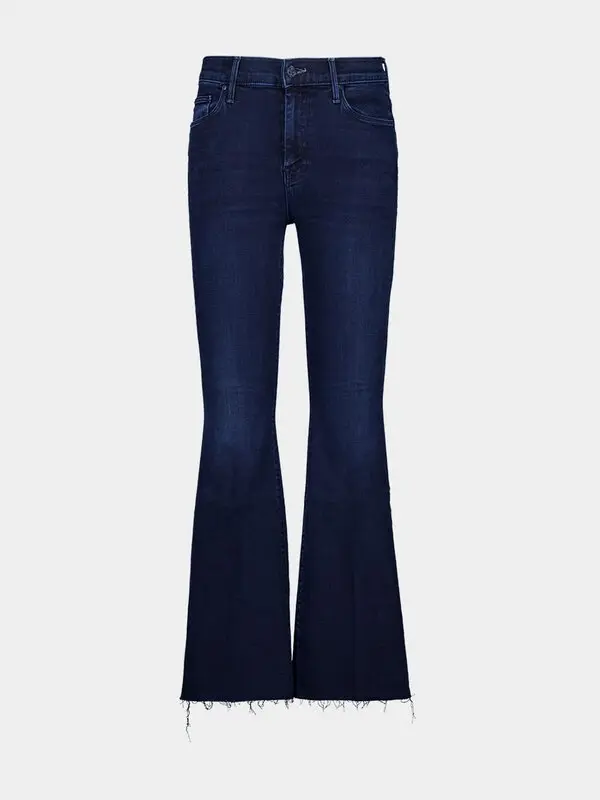 MOTHER The Lil Weekender Fray Petite Flare Jeans - Blue