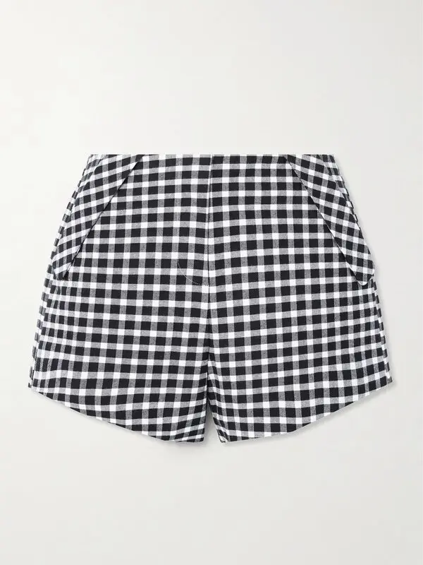 Posse Chiara Checked Cotton-blend Shorts - Black