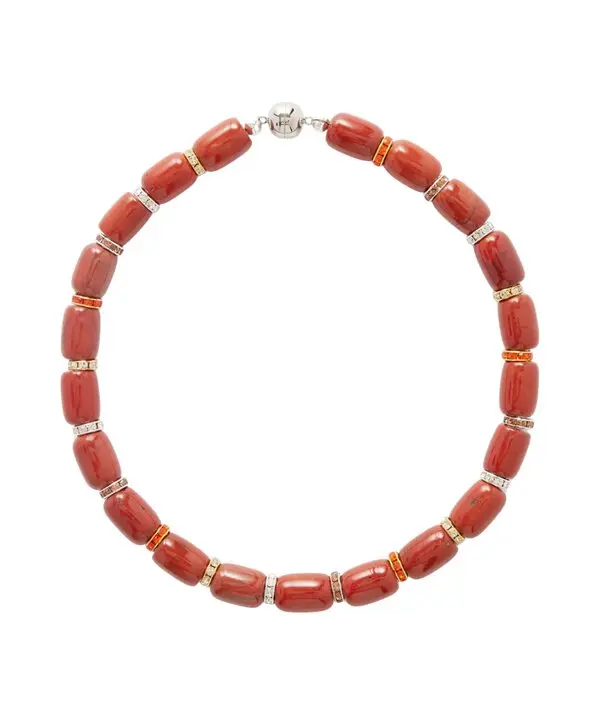 JULIETTA Rhodium-plated Jasper Necklace - Red