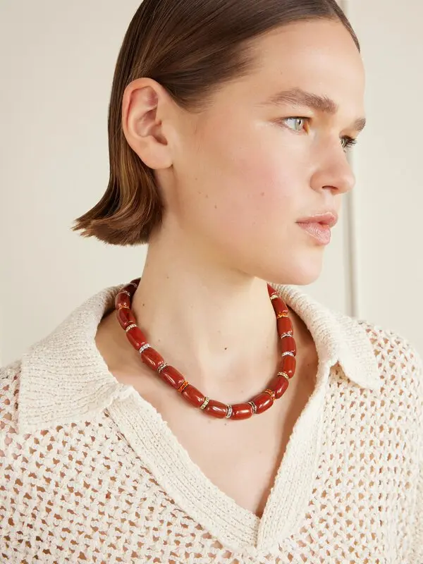 JULIETTA Rhodium-plated Jasper Necklace