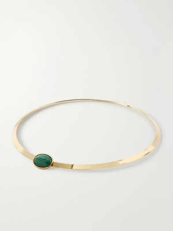 JENNIFER BEHR Elaine Gold-plated Malachite Collar Necklace - Green