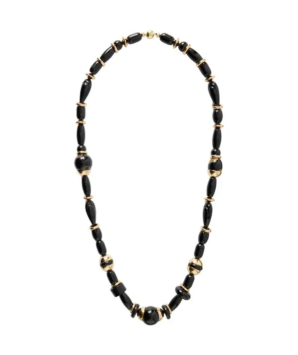 JULIETTA Ada Gold-tone Beaded Necklace - Black