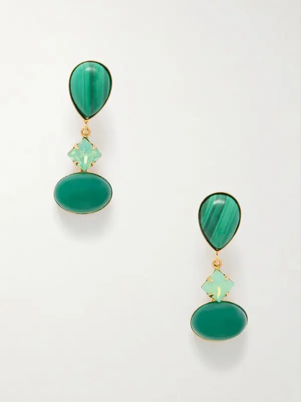 JENNIFER BEHR Quincy Malachite Earrings - Green