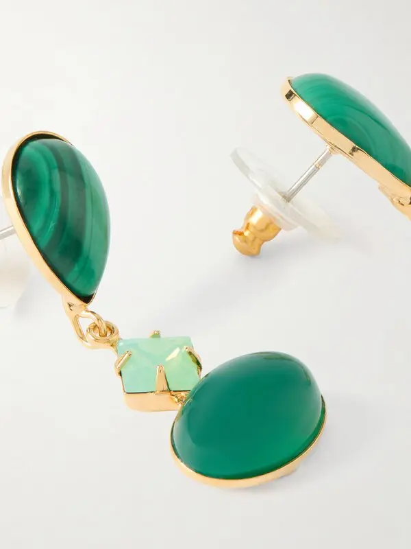 JENNIFER BEHR Quincy Gold-tone Malachite Earrings