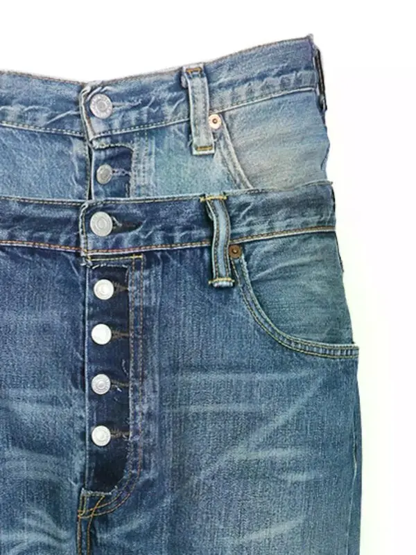 1/OFF PARIS Buttoned Denim Jeans - Blue