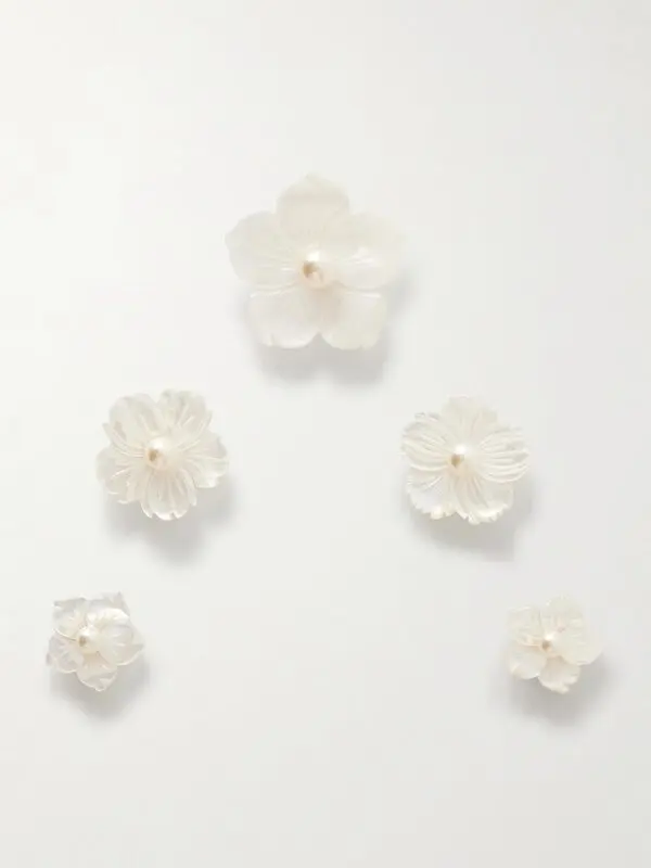 JENNIFER BEHR Zinnia Mother-of-pearl Headpiece Set - White