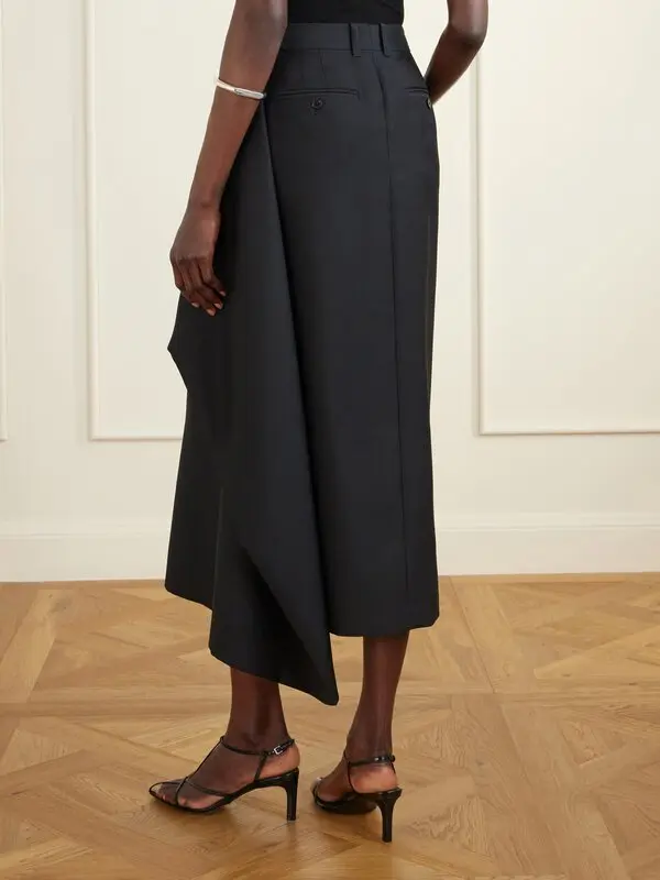 HEIRLOME Augusta Wool And Silk-blend Faille Midi Skirt - Black