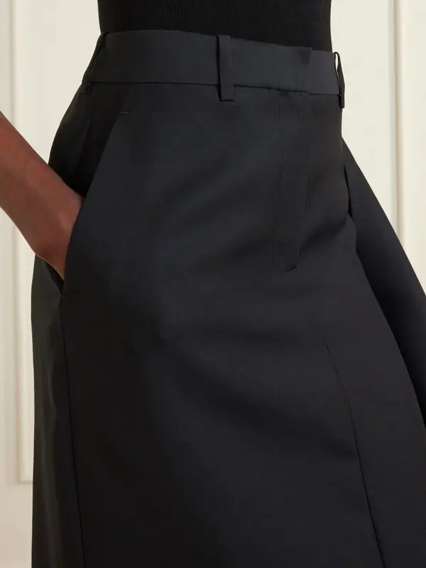 HEIRLOME Augusta Wool And Silk-blend Faille Midi Skirt - Black