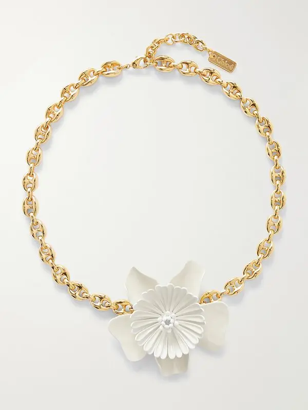 Chloé Bloom Tone Lacquer Necklace - Gold