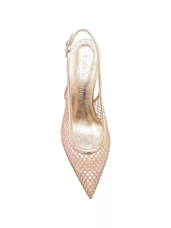 SERGIO LEVANTESI Greta6 Net Embellished Pumps - Gold