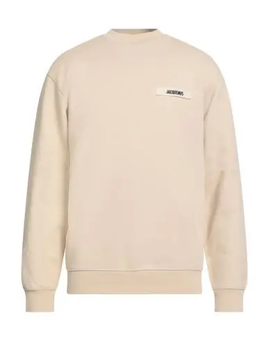 Jacquemus Cotton Crewneck Sweatshirt With Logo - Beige