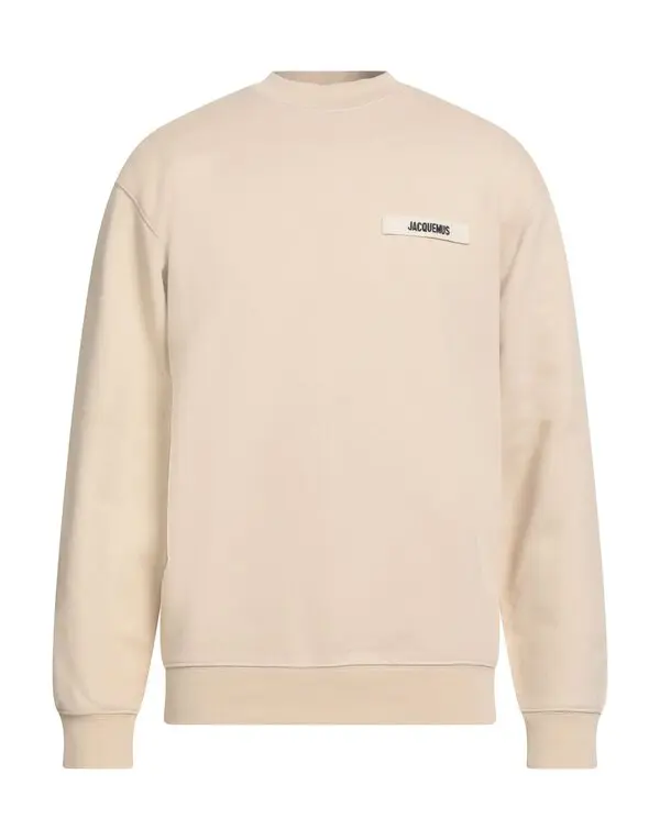 Jacquemus Cotton Crewneck Sweatshirt With Logo - Beige
