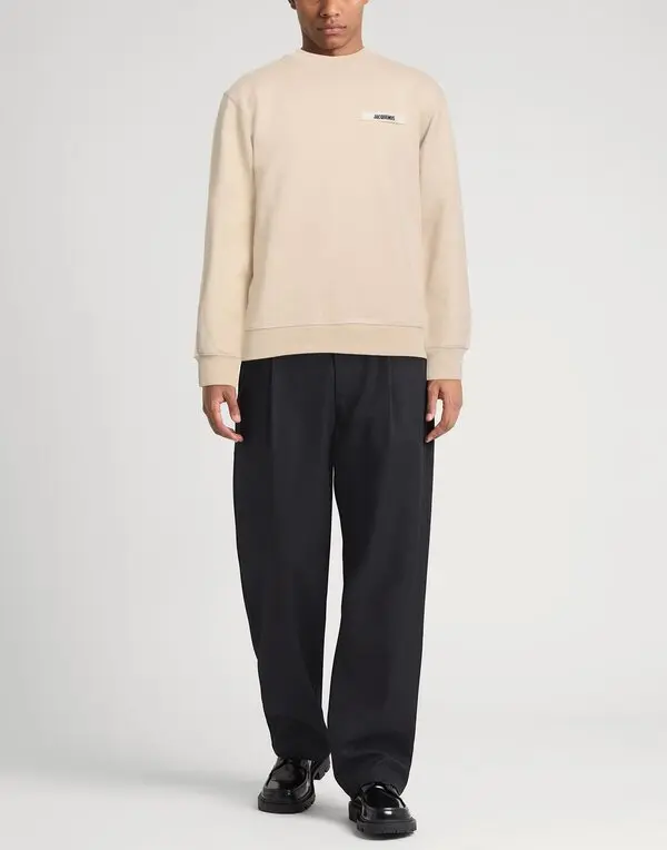 Jacquemus Cotton Crewneck Sweatshirt With Logo - Beige