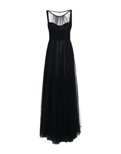 Elisabetta Franchi Maxi Gown With Tulle And Velvet Details - Black