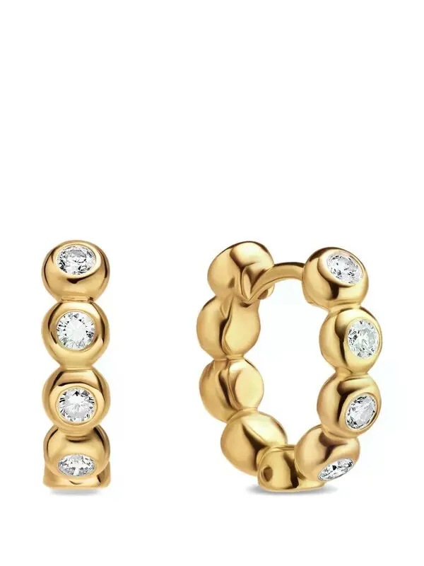 David Yurman Bezel-set Hoop Earrings - Gold
