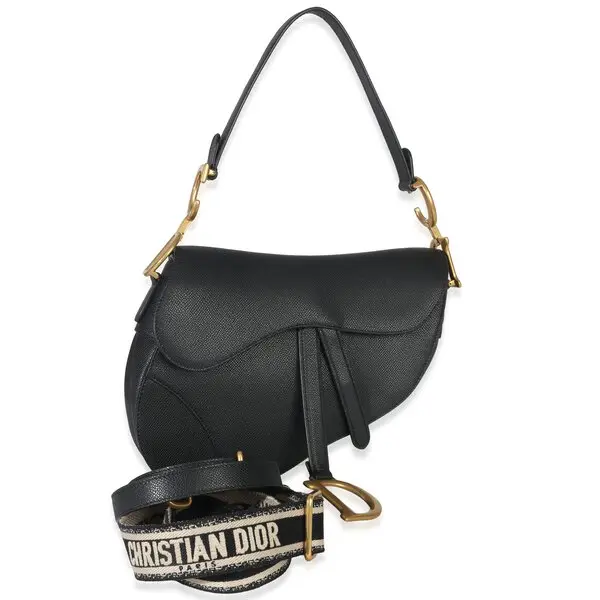 Dior Grained Calfskin Saddle Bag - Black