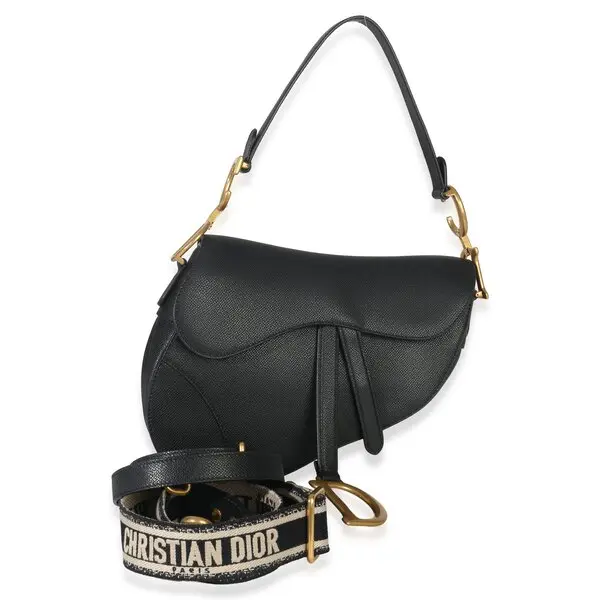 Dior Grained Calfskin Saddle Bag - Black