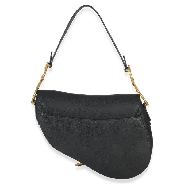 Dior Grained Calfskin Saddle Bag - Black