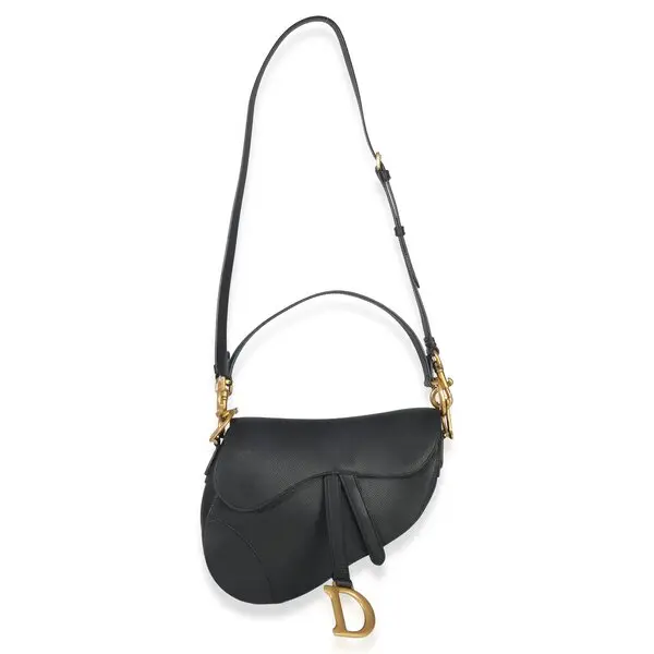 Dior Grained Calfskin Saddle Bag - Black