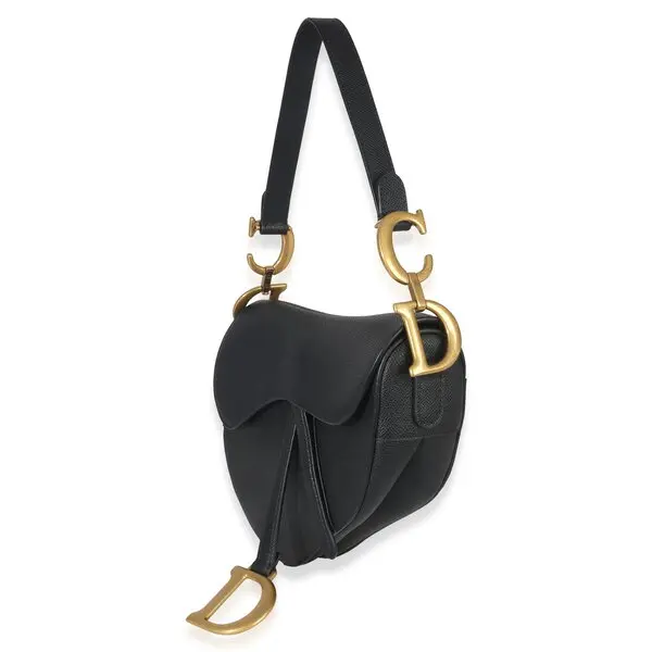 Dior Grained Calfskin Saddle Bag - Black