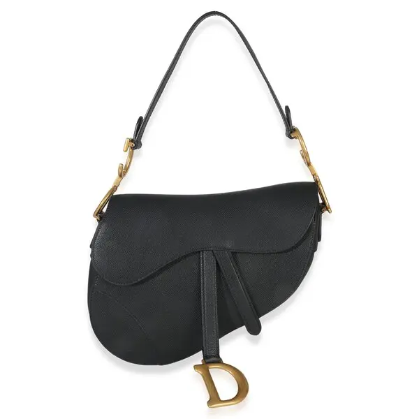 Dior Grained Calfskin Saddle Bag - Black