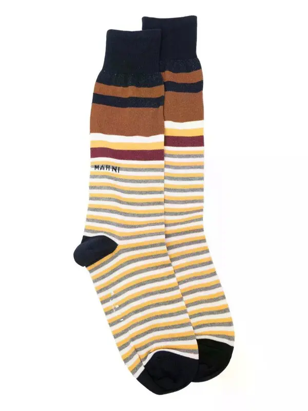 Marni Striped Cotton Socks - Yellow