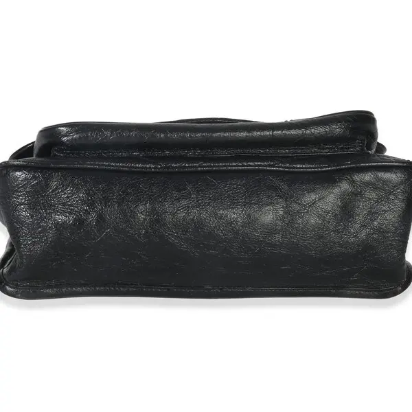 Saint Laurent Crinkled Calfskin Matelasse Niki Chain Satchel - Black