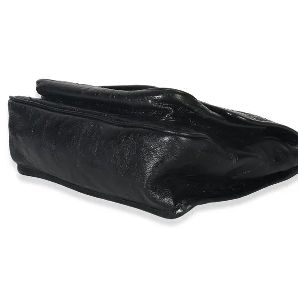 Saint Laurent Crinkled Calfskin Matelasse Niki Chain Satchel - Black