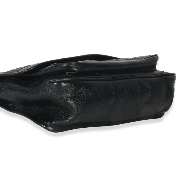 Saint Laurent Crinkled Calfskin Matelasse Niki Chain Satchel - Black