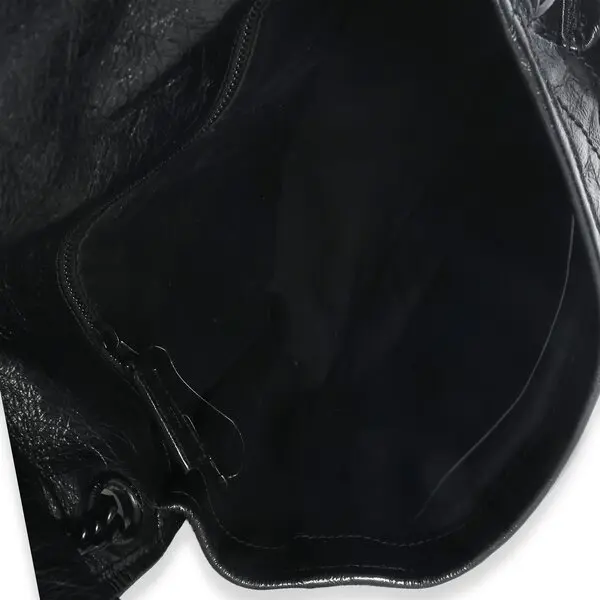Saint Laurent Crinkled Calfskin Matelasse Niki Chain Satchel - Black