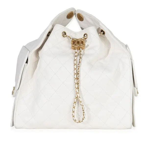 Chanel Quilted Caviar Hobo - White
