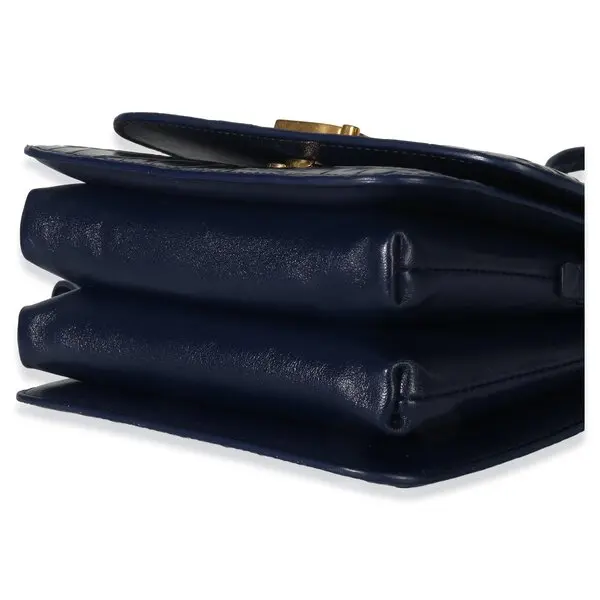 Balenciaga Croc Effect Shoulder Bag - Blue