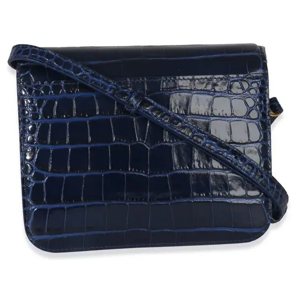 Balenciaga Croc Effect Shoulder Bag - Blue
