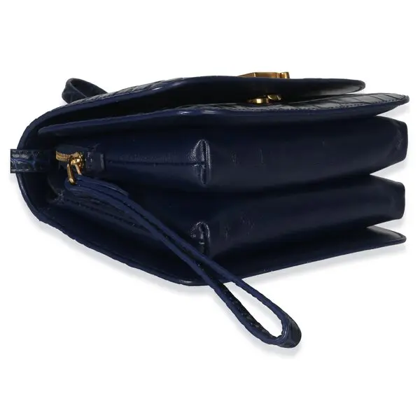 Balenciaga Croc Effect Shoulder Bag - Blue