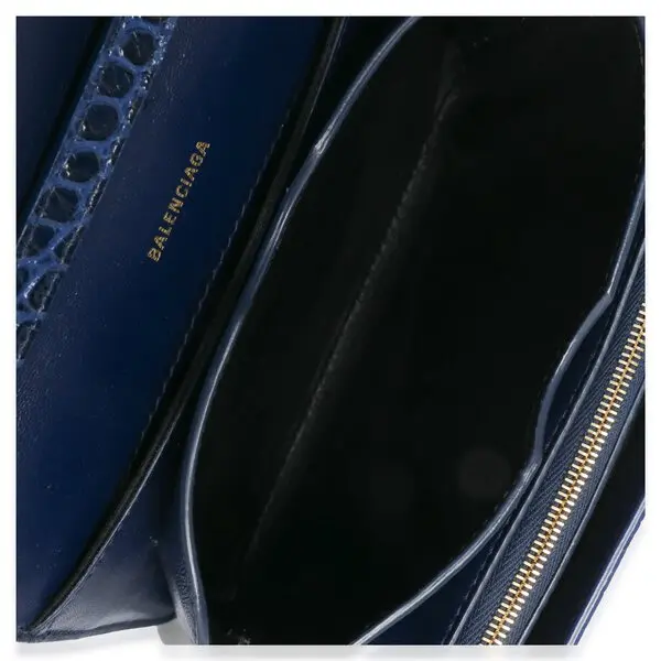 Balenciaga Croc Effect Shoulder Bag - Blue