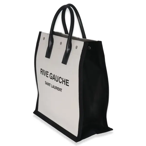 Saint Laurent Linen Rive Gauche Tote - Beige