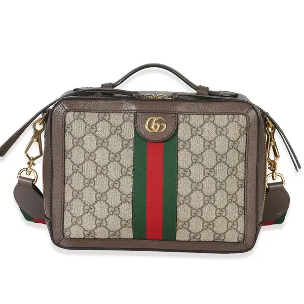Gucci Gg Supreme Ophidia Web Top Handle - Brown