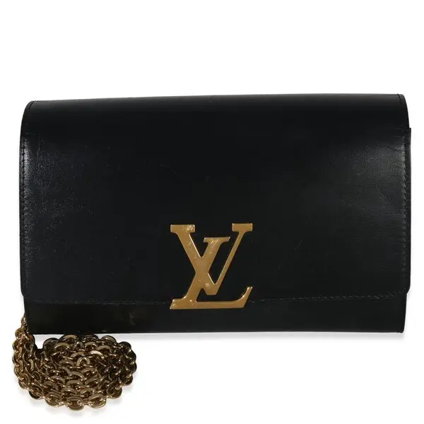 LOUIS VUITTON Calfskin Leather Louise Clutch Mm - Black