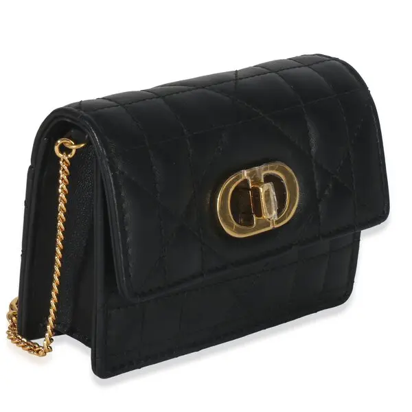 Dior Macrocannage Calfskin Micro Miss Caro Chain Bag - Black