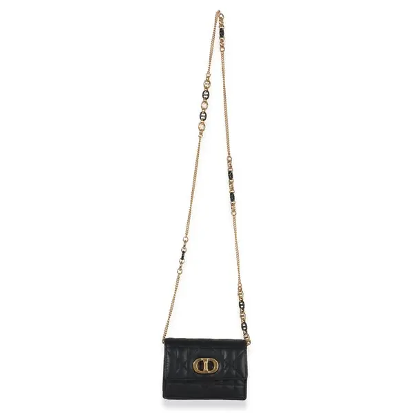 Dior Macrocannage Calfskin Micro Miss Caro Chain Bag - Black
