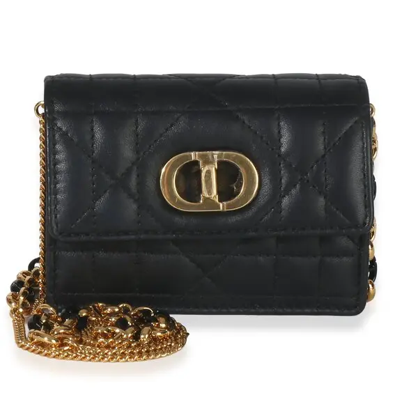 Dior Macrocannage Calfskin Micro Miss Caro Chain Bag - Black