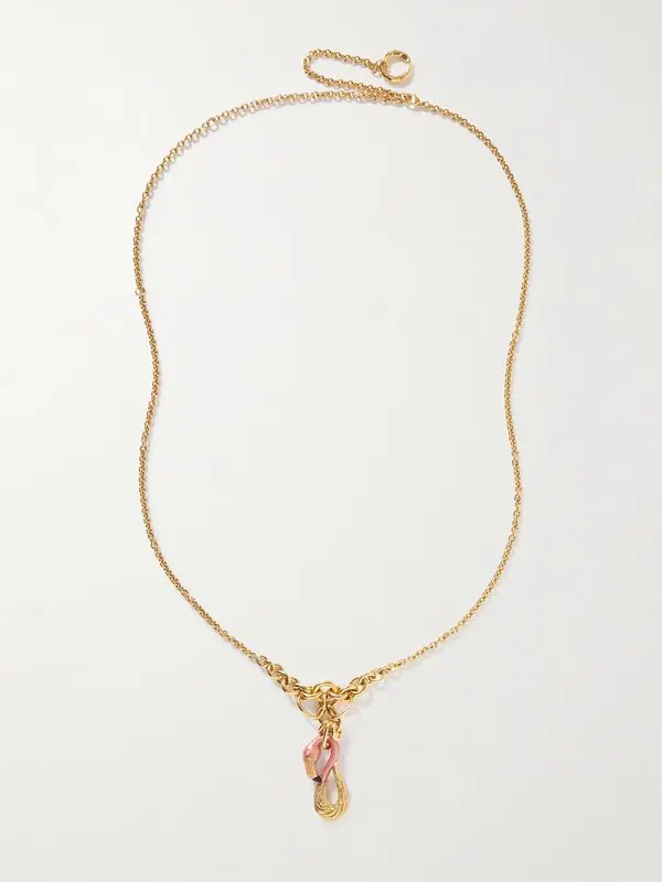 Chloé Gold-tone And Enamel Necklace - Pink