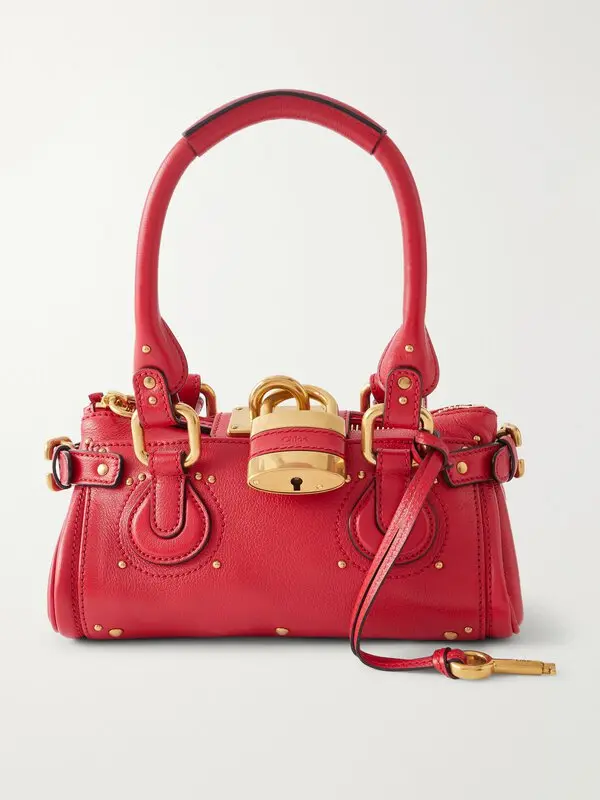 Chloé Paddington Embellished Leather Tote - Red