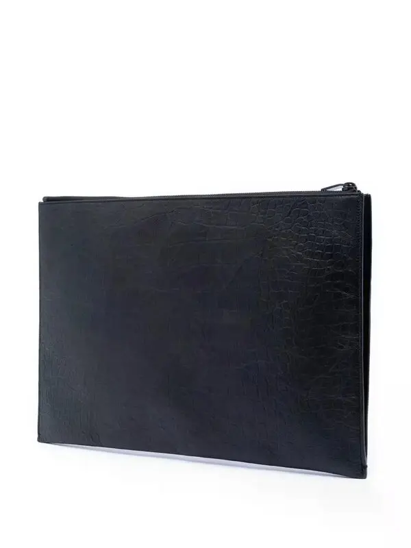 Saint Laurent 2017 Croc Embossed Leather Monogram Clutch Bag