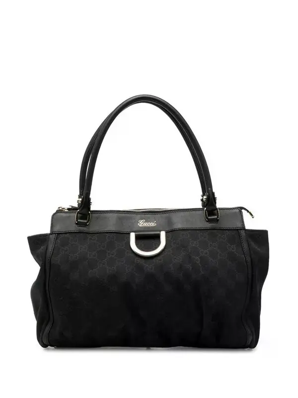 Gucci Gg Canvas Abbey D-ring Tote - Black