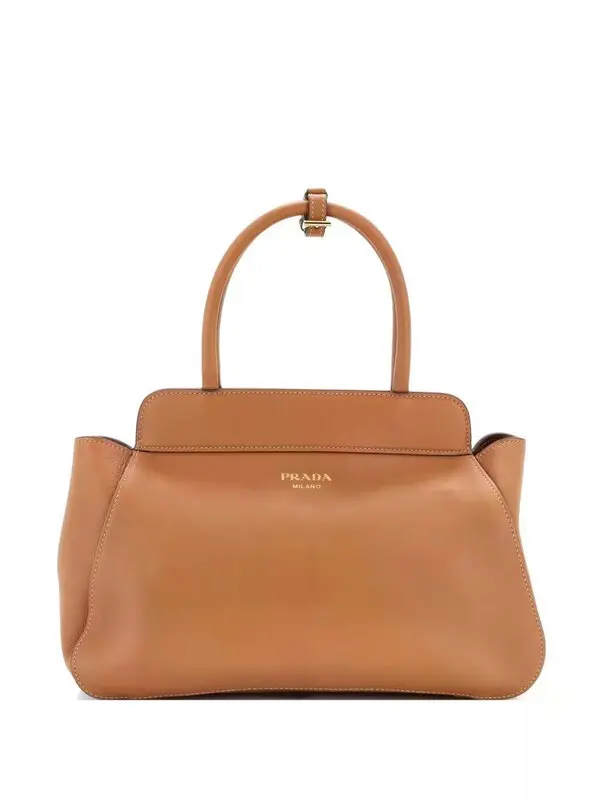 Prada Frame Soft Grain Leather Medium Tote Bag
