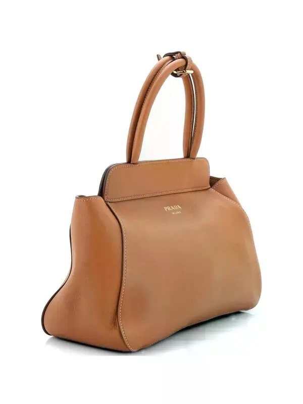 Prada Frame Soft Grain Leather Medium Tote Bag