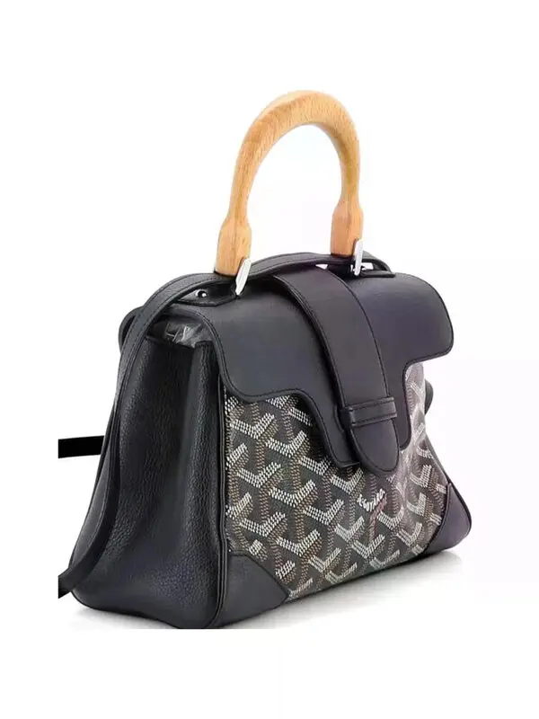 Goyard Saigon Top Handle Mini Bag Coated Canvas With Leather - Black