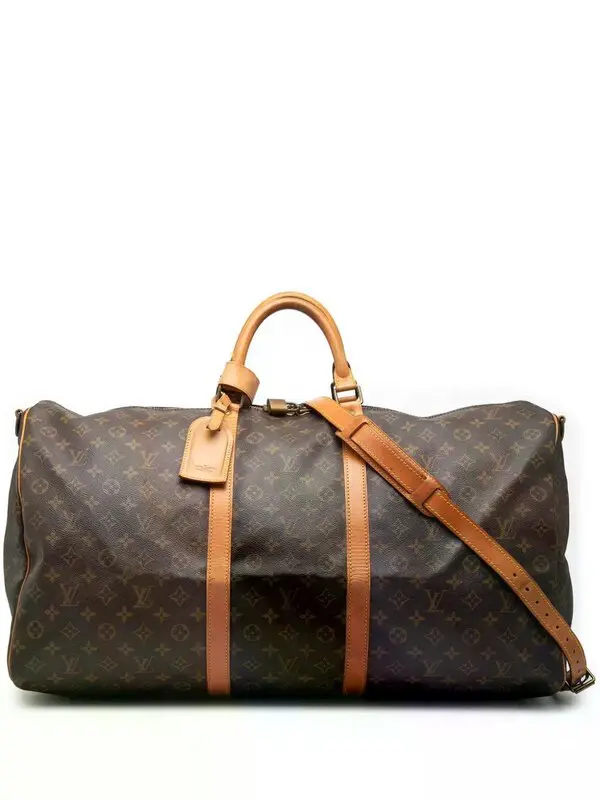 LOUIS VUITTON 1990s Monogram Keepall Bandouliere 60 Travel Bag - Brown